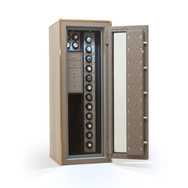 Watch Window Safe - Man Safe 6018 Leather Wrapped - Brown Safe
